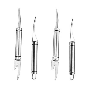 BESTonZON 4 Pcs Stainless Steel Shrimp Wire Knife Oyster Opener Household Gadgets Fishing Accessories Prawn Peelers Seafood Shrimp Cleaner Shrimp Fork Picks Shrimp Tool Fish Tool Fish Scaler