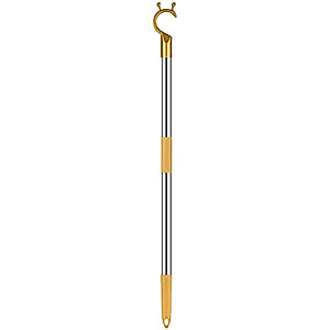 Reach Stick High Place Reaching Pole with Hook 56" Extendable Stainless Steel Reaching Tool Pole for High Place, Top Rod, Closet Shelf