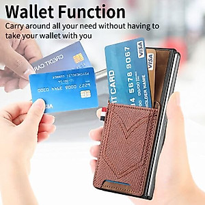 Case for Samsung Galaxy Z Fold 3 5G,Retro PU Leather Dustproof Fall Protection Shockproof Case Cover with Card Slot Compatible with Samsung Galaxy Z Fold 3 5G(Brown)