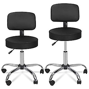 Nova Microdermabrasion Rolling Stool Swivel Salon Stool Chair Adjustable Drafting Stool Tattoo Office Massage Medical Facial Spa Stool with PU Cushion Backrest 4pcs