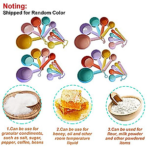Plastic Measuring Cups and Spoons Set - 10 Pcs Colorful Kitchen Measuring Tool, Engraved Metric/US Markings Stackable Silicone Measure Cup for Liquid & Dry Measuring, Cooking & Baking, Random Color