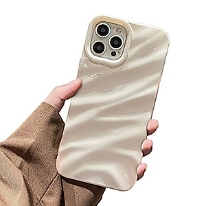 Sayoaho Water Ripple Pattern Compatible for iPhone 13 Pro Max Phone Case,Cute Luxury Wave Shape Case for Women & Men, Soft TPU Shockproof Protective Cover for iPhone 13 Pro Max 6.7''-White
