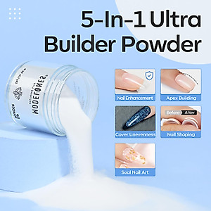 Modelones Dip Powder Clear Color, Nail Dipping Powder French Nail Art, 28+ Long-Lasting Build Powder Pro System Salon DIY at Home No Needed Lamp Cured