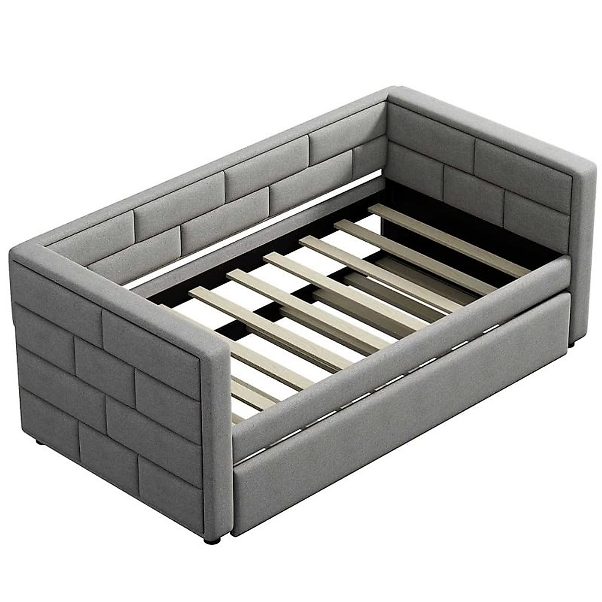 n/a Twin Size Bed Frame for Living Room Daybed with Trundle Upholstered Daybed Home Furniture Moder