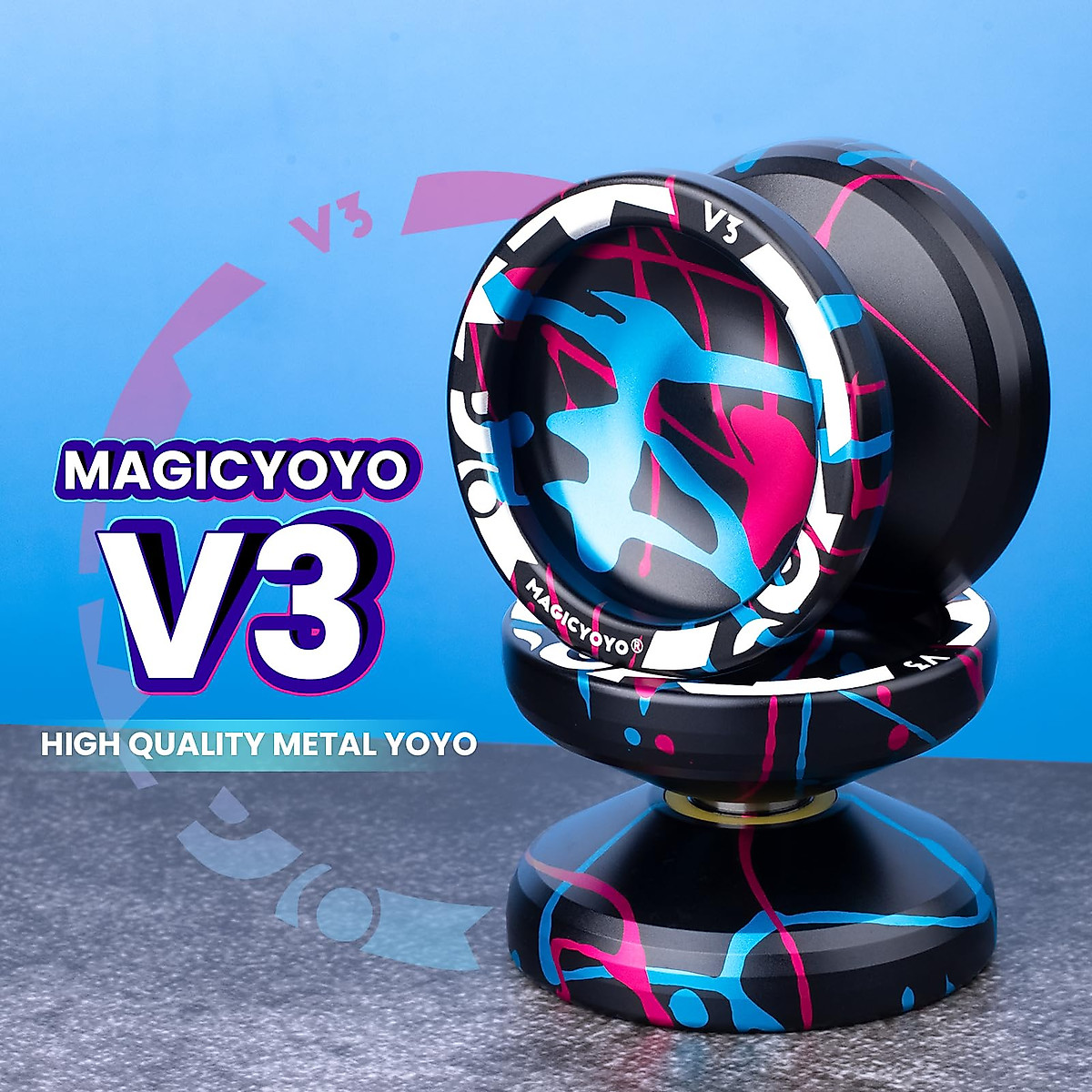 MAGICYOYO V3 Yoyo Professional Responsive Yoyo for Kids, Unresponsive Yoyo for Adults, Metal Professional Yoyo + 12 Yoyo Strings, Yo-Yo Accessory