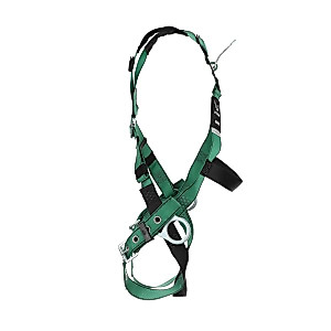MSA 10197216 V-Form Full Body Safety Harness - Extra Large, D-Ring Configuration: Back/Hip, Tongue Buckle Leg Straps, Color: Green, Full Body Harness, Durable
