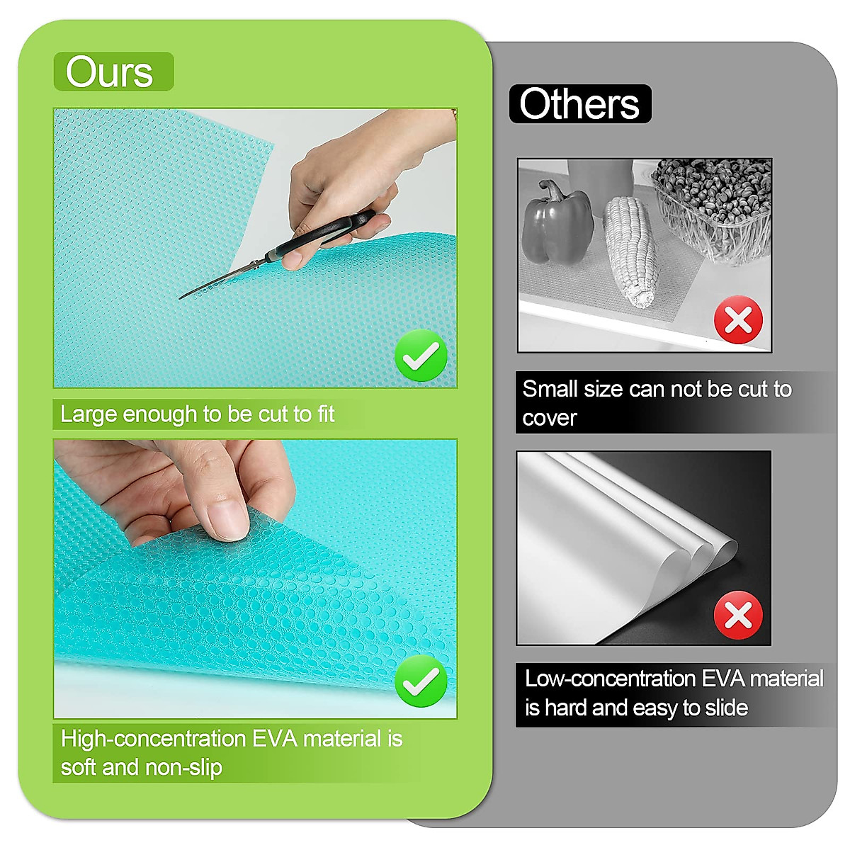 [Extra Large] Refrigerator Liners, 17.5" x 23.2" Refrigerator Liners Washable for Shelves, Cuttable Fridge Shelf Liners for Kitchen Cabinets, Refrigerator Drawer Cupboard Liners - 9 Pcs