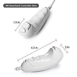 MODESLAB Wii Nunchuck Controller, 2 Pack Nunchuk Controllers Replacement Remote Joystick Gamepad Controller Compatible with Wii Wii U Console(Black+White)