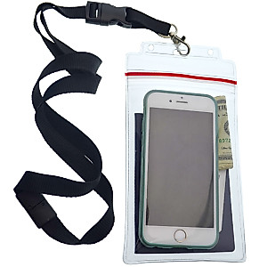 Passport Holders - 2 Pack - Heavy Duty Water and Tear Resistant Resealable Sleeves & Premium Breakaway Lanyard - 4X6 Insert for Vaccination Cards, Cruise, Travel, and Beach Vacation Documents (Black)