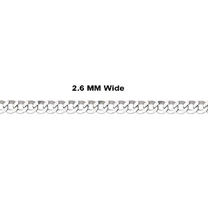 TOUSIATTAR 14K Two Tone Gold Curb Light White Pave Chain - Strong Italian Necklace - Nice Shiny Link Flawless Jewelry Gift for Women and Men-Available 16 to 32 Inches LENGTH (22, White 2.6MM Wide)