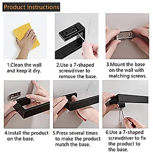 JOPOFI 8" Rectangular Hand Towel Holder - SUS 304 Stainless Steel Modern Design Hand Towel Rack, Contemporary Hand Towel Ring Holder Wall Mounted - Matte Black