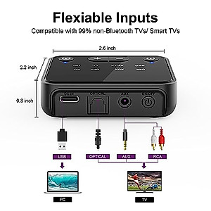 Soundodo Bluetooth Headphones for tv Watching,Wireless Headphones for Tv Watching with Bluetooth 5.3 Transmitter with Optical,RCA,AUX,Plug n Play,50H Playtime,No Delay,Dual Link,165ft Long Range