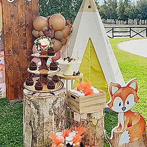 3 Tier Woodland Cupcake Stand, Woodland Baby Shower Decorations Jungle Animal Cupcake Tower for Wild One Boys Girls Woodland Forest Birthday Party Decor Supplies