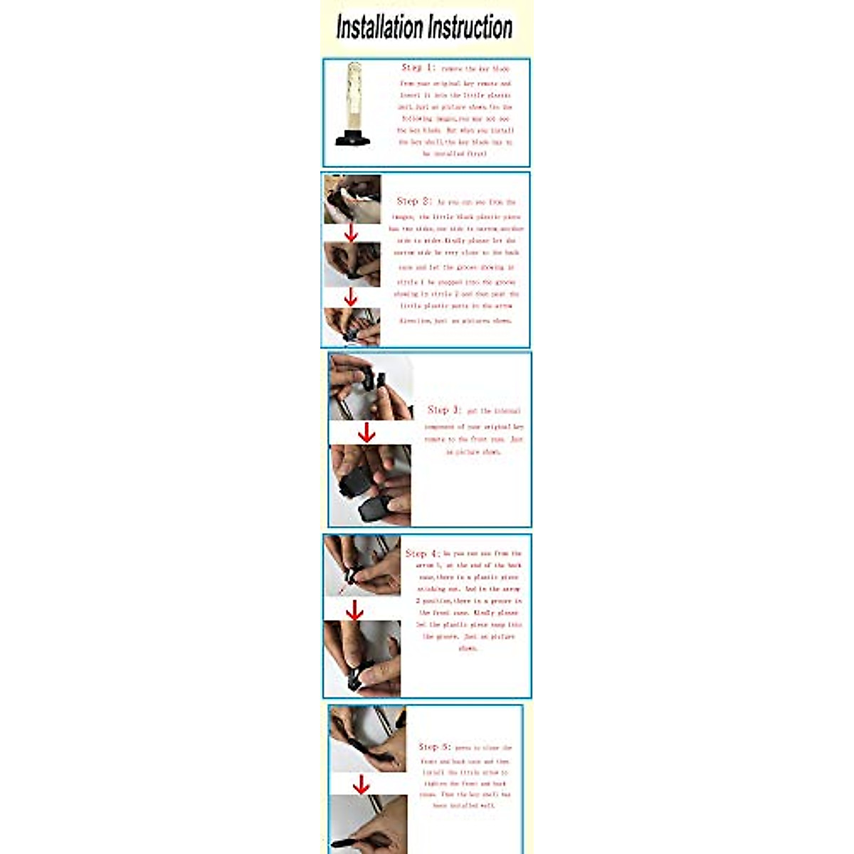 Key Fob Shell Fits Honda 2003-2012 Accord / 2006-2013 Civic EX / 2009-2015 Pilot /2005-2006 CR-V Keyless Entry Remote Case Car Key Cover Accessories with Screwdriver & Keyring (3+1 Button, Black)