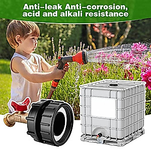 WADEO IBC Tote Adapter, 2.44" Fine Thread Adapter for 275-330 Gallon IBC Tote Tank - Solid Brass Water Shut-Off Valve Faucet (1/2" Male NPT Inlet ×3/4" GHT Outlet) - with Garden Hose Quick Connectors
