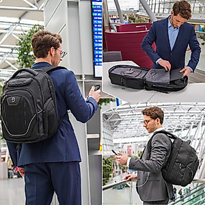 Swissdigital Terabyte TSA-Friendly Water-Resistant Large Backpack, Business Laptop Backpack for Men with USB Charging Port/RFID Protection Big School Bookbag Fits up to 15.6" Travel Laptop Backpack