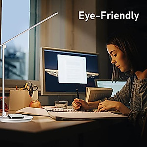 Vansuny LED Desk Lamp with Wireless Charger USB Charging Port Touch Control Dimmable Office Lamp 1h Timer 5 Color Modes 6 Brightness Levels Eye-Caring Table Lamp for Home Office Bedroom White