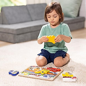 Melissa & Doug Construction Vehicles Wooden Chunky Puzzle (6 pcs) - FSC Certified