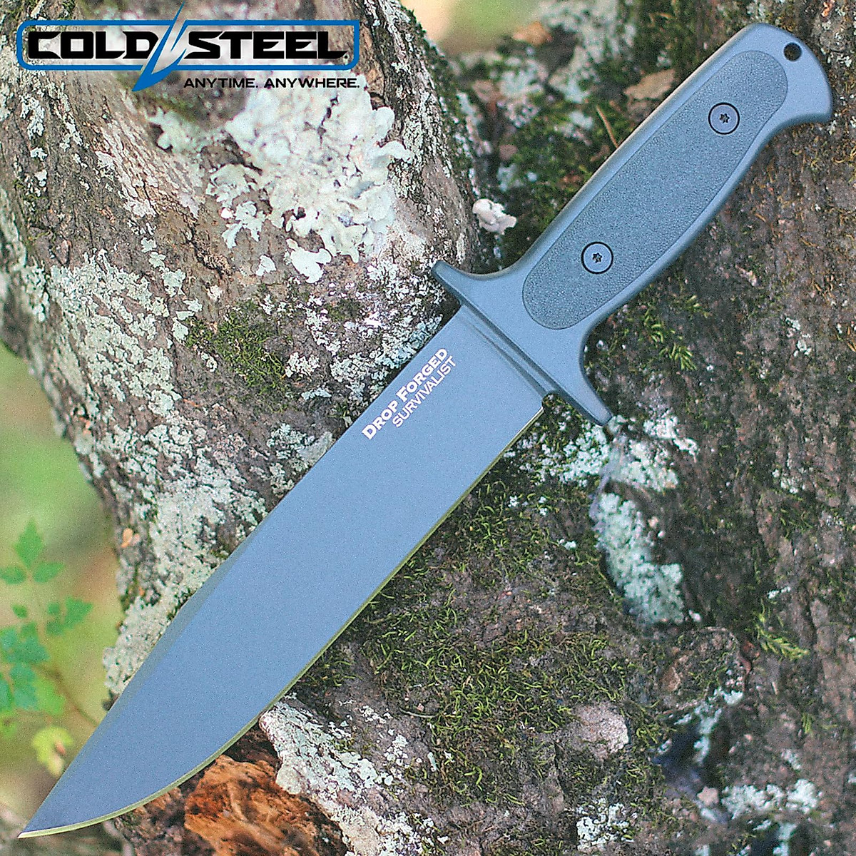 Cold Steel Drop Forged Survivalist 8" 52100 High-Carbon Steel Clip Point Fixed Blade EDC Tactical Hunting Utility Knife, 5" Ergonomic Handle, Weather-Resistant Secure-Ex Sheath