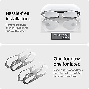 Spigen Shine Shield Designed for Airpods 3rd Generation (2021) Anti Dust Sticker for Airpods 3 Dust Guard - Metallic Silver