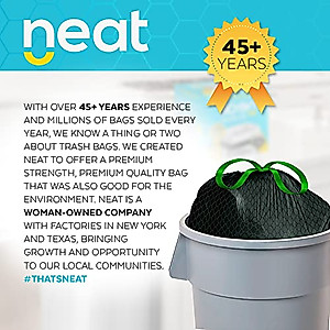 Neat Tall Kitchen 13 Gallon Drawstring Trash Bags - (MEGA 200 Count) - Triple Ply Fortified, Eco-Friendly 50% Recycled Material, Neutralize+ Odor Technology, Reversible Black and White Garbage Bags