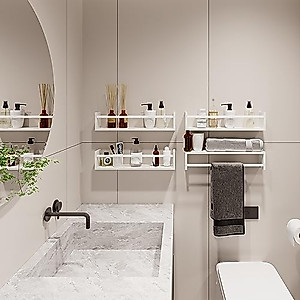 Fixwal Nursery Book Shelves, 16.5 Inch Floating Bookshelves for Nursery Decor & Playroom Decor, Set of 4, Solid Wood Wall Mounted Shelves for Books, Toys and Decor Storage (White)