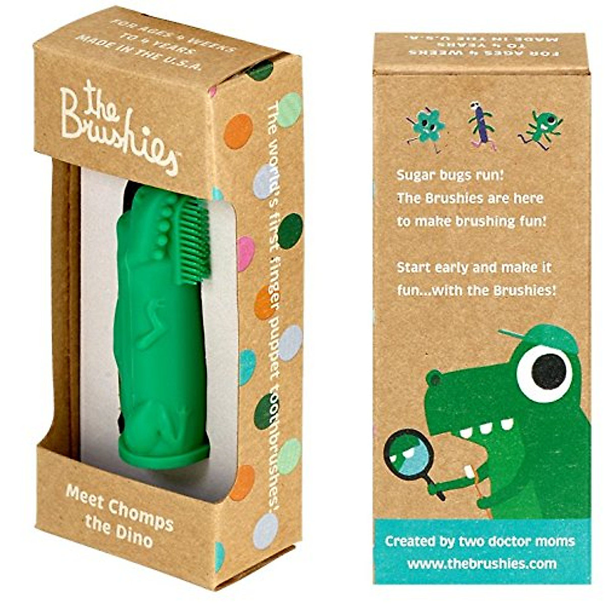 The Brushies Chomps The Dino Toddler Toothbrush/Dental Item/Youth Tooth & Gum Care/Ages 4 Weeks to 4 Years
