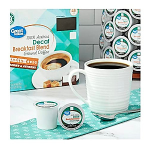 Great Value Decaf Breakfast Blend Ground Coffee Single Serve Cups, Medium Roast, 15.1 oz, 48 Count