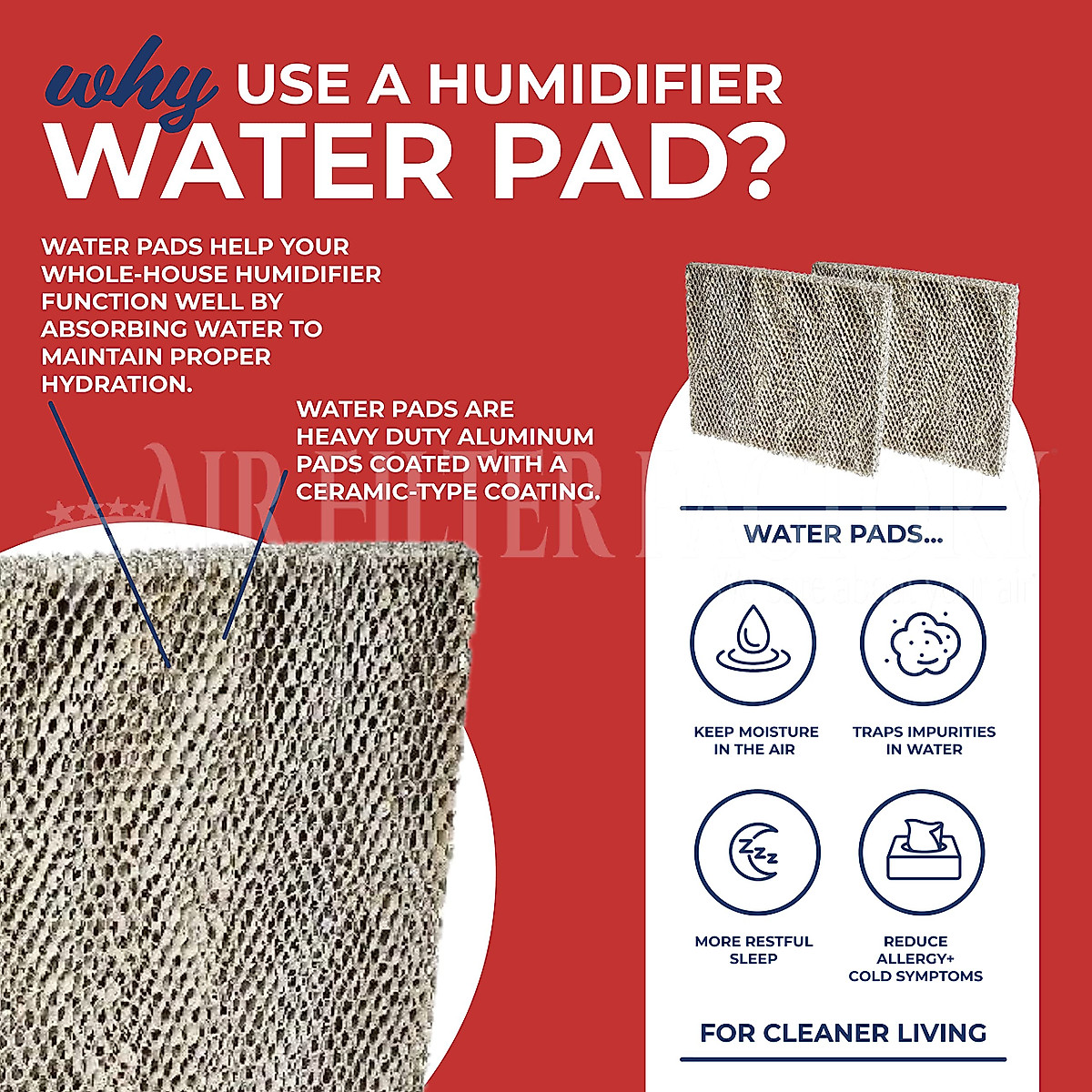 Air Filter Factory Replacement for 12HF, EP037, EP-037 Hamilton Beach Humidifier Water Pad Filter 2-Pack