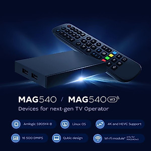 Raxxio MAG540w3 TV Set-Top Box - 4K HDR TV Streaming Device with Amlogic S905Y4 Chipset, 1GB DDR4 RAM, 4GB Flash Memory, Dolby Digital Plus, Linux 4.9, Dual-Band WiFi, USB 2.0, HDMI Cable and Remote
