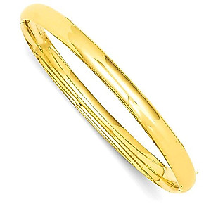 IceCarats 14K Yellow Gold 6.35mm Hinged Bangle Bracelet