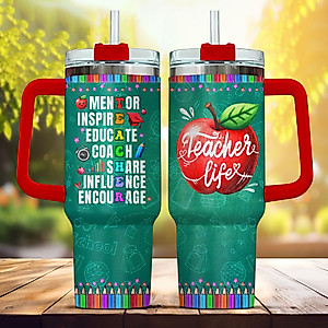 99WHALE Teacher Gifts, Appreciation For Math Teachers Insulated Women Lime Coffee Tumblers Cups Funny Straws Pack, Tumbler 40 Oz With Handle Lid And Straw, Teacher Inspire