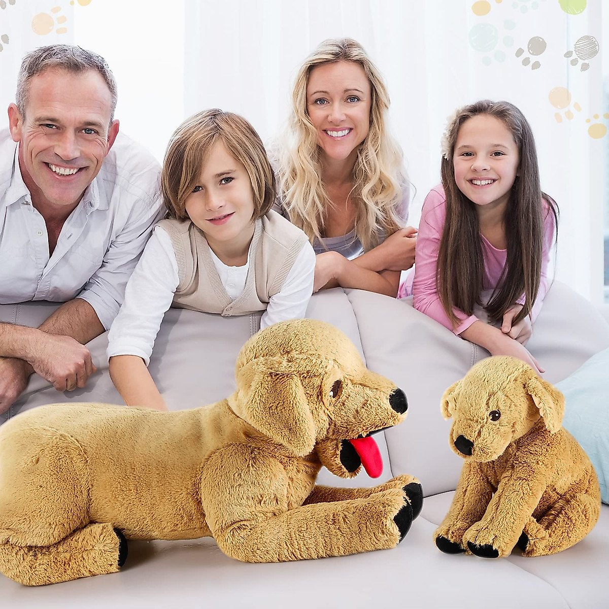 2 Pcs Dog Stuffed Animals Plush, Soft Cuddly Golden Retriever Plush Toys Large Stuffed Dog Toy Stuffed Animals Puppy Dog Toys for Birthday Party, Mother's Day,27.6 Inch and 13.8 Inch(Composite Style)