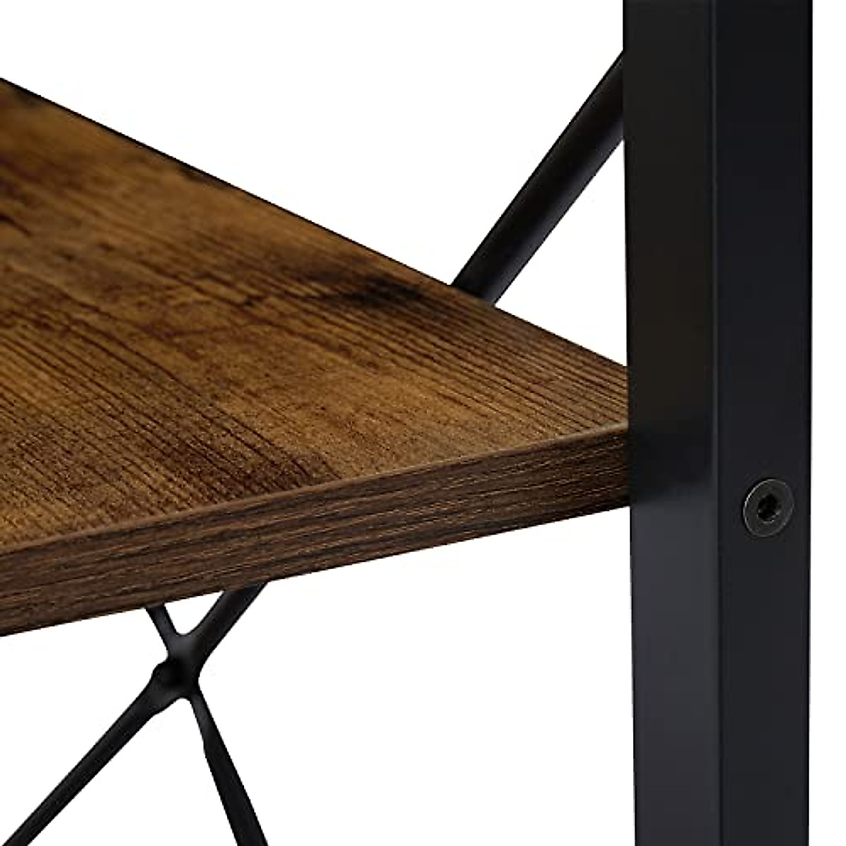 kinbor Bookshelves, Home Bookcase, 4-Tier Rustic Bookshelf, Wood Accent Modern Display Shelves Plant Stand Storage Organizer for Books, Potted Plant, Rustic Brown