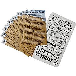 Footprints In The Sand Cards - 25 Mini Footprints Poem Bookmark Card Set for Bible, Pocket Size Motivational Prayer Card| Inspirational Footprint Christian Cardstock Wallet Prayer Card Set | 26 Items