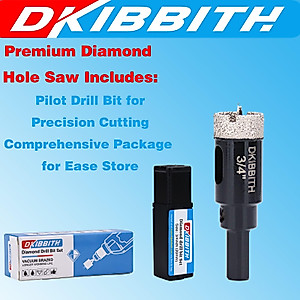 3/4" Diamond Hole-Saw Bits with Pilot Drill Bit - 2pc 3/4 inch Diamond Tipped Tile Hole Saws with Guiding Bit for Accurate Drilling, for Porcelain Tile Ceramic Pottery Granite Stone Glass Bottles 20mm