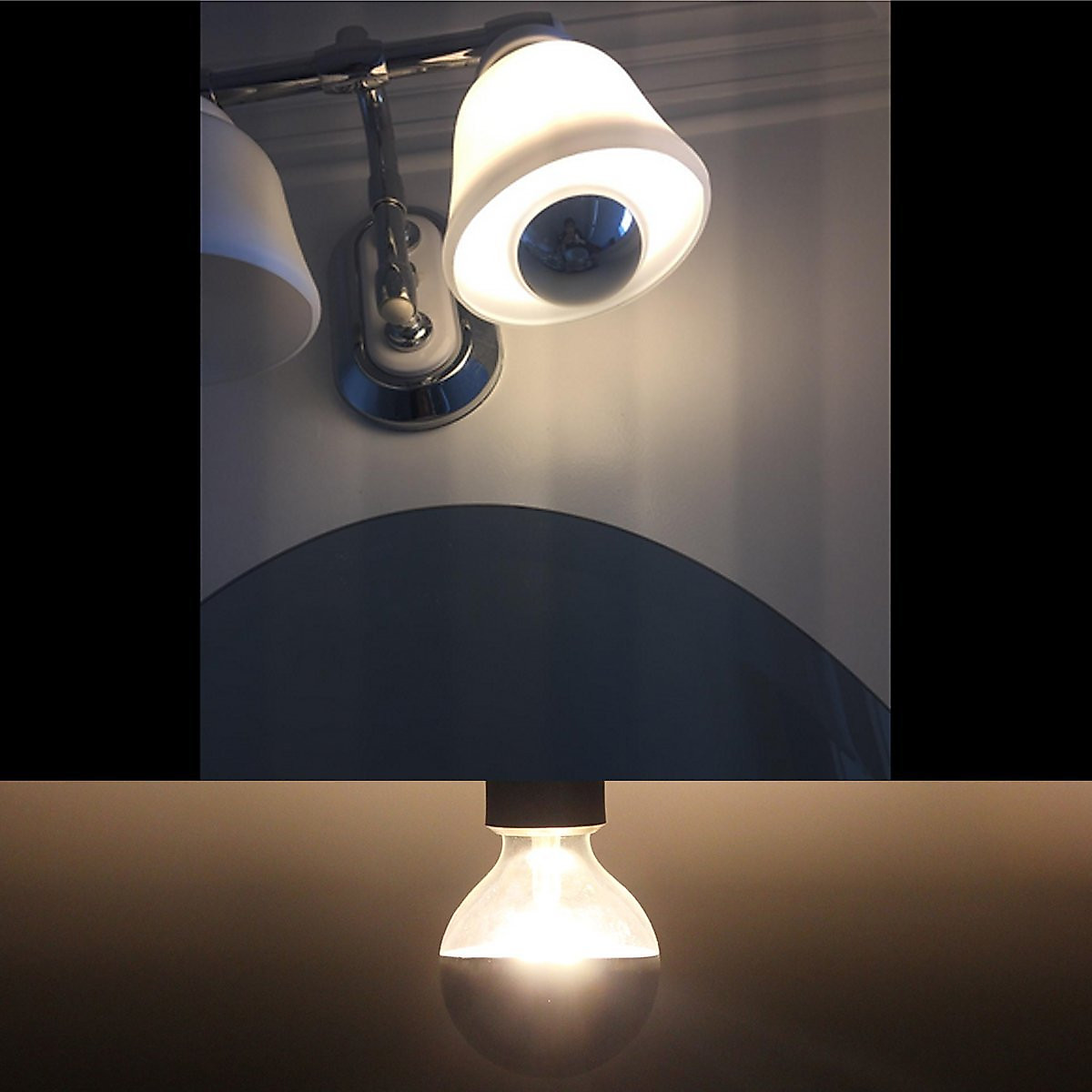 Half Chrome Light Bulb Dimmable LED Filament Vintage Bulb with Mirror 6W (60W Equivalent) G80/G25 E26 Medium Base Warm White 2700K