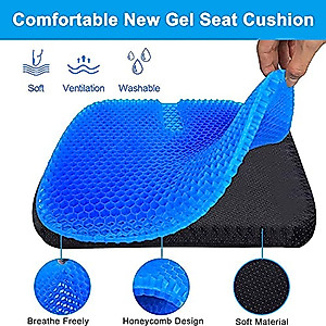Gel Seat Cushion, Ergonomic Breathable Gel Seat Cushion with Non-slip Cover for Long Seating, Tailbone Pain & Pressure Relief, Suitable for Home, Office, Gaming Chair, Car, Wheelchair (18.1 X 17 inch)