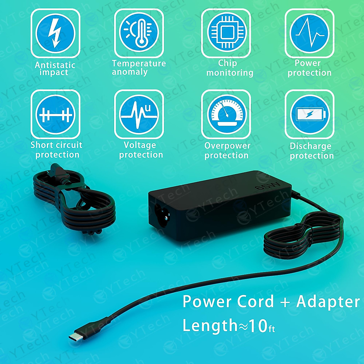 65W USB C Laptop Charger Fit for Lenovo ThinkPad X280 X380 X390 L390 E480 E495 E580 E590 T480 T490 T580 Yoga L13 7i C740 920 C930 C940 Lenovo laptop charger Applies to 45W Chromebook Charger USB-C