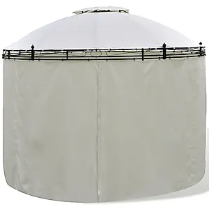 Round Gazebo with Curtains,Outdoor Gazebo, Backyard Gazebo,Garden Gazebo,Beach Gazebo,Wedding Party Tent,for Barbeque,Patio,Deck,Garden Party,Markets,Outdoor Events,BBQ,11' 5'' x 8' 9''