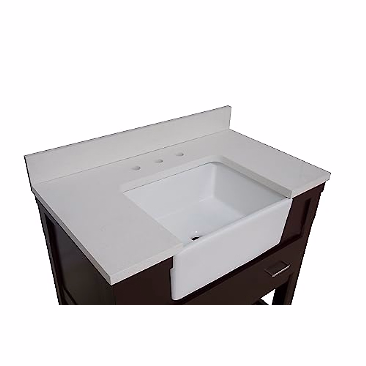 Charlotte 36-inch Farmhouse Bathroom Vanity (Quartz/Chocolate): Includes Chocolate Cabinet with Stunning Quartz Countertop and White Ceramic Apron Sink