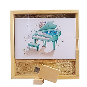 LONMAIX 16GB Wooden USB Flash Drive and a Transparent Wooden Box for Weddings, Photography, Couple (170MM*170MM*40MM)