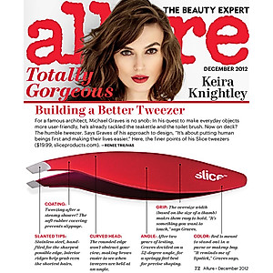 Slice 10450 Slanted Tweezer, Extra Wide Grip, Easy to Use for Normal & Course Hair or Splinter, Red