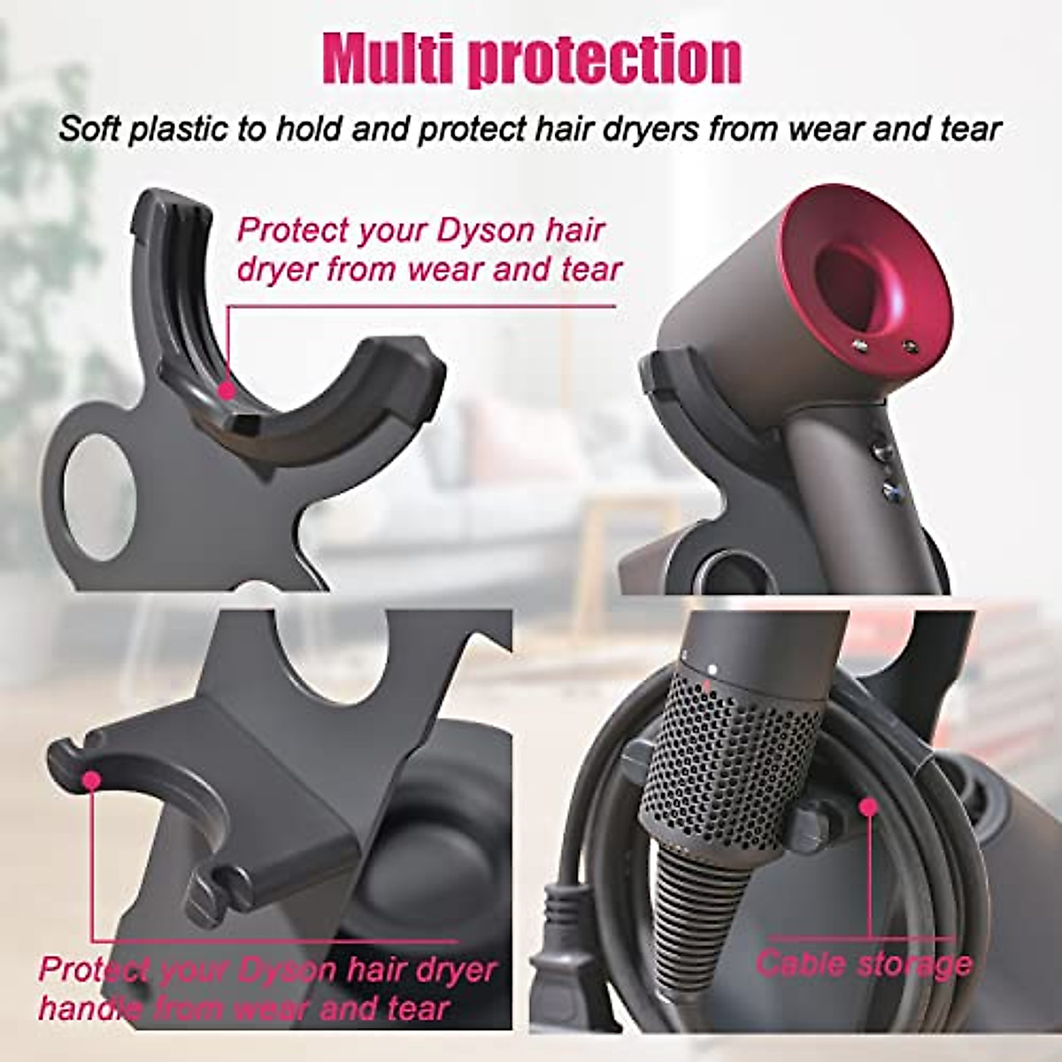 CATOOMUU for Dyson Supersonic Hair Dryer Stand Holder, Dyson Blow Dryer Accessory Organizer, Attachments Counter Storage Rack