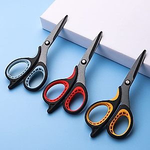 SLEMOON 8" Teflon Non Stick Titanium Scissors All Purpose Heavy Duty, Scissors for Office Desk Craft Scissors for Kids,Kitchen Scissors for Food 6 Pack Set Professional Stainless Steel Comfort Grip