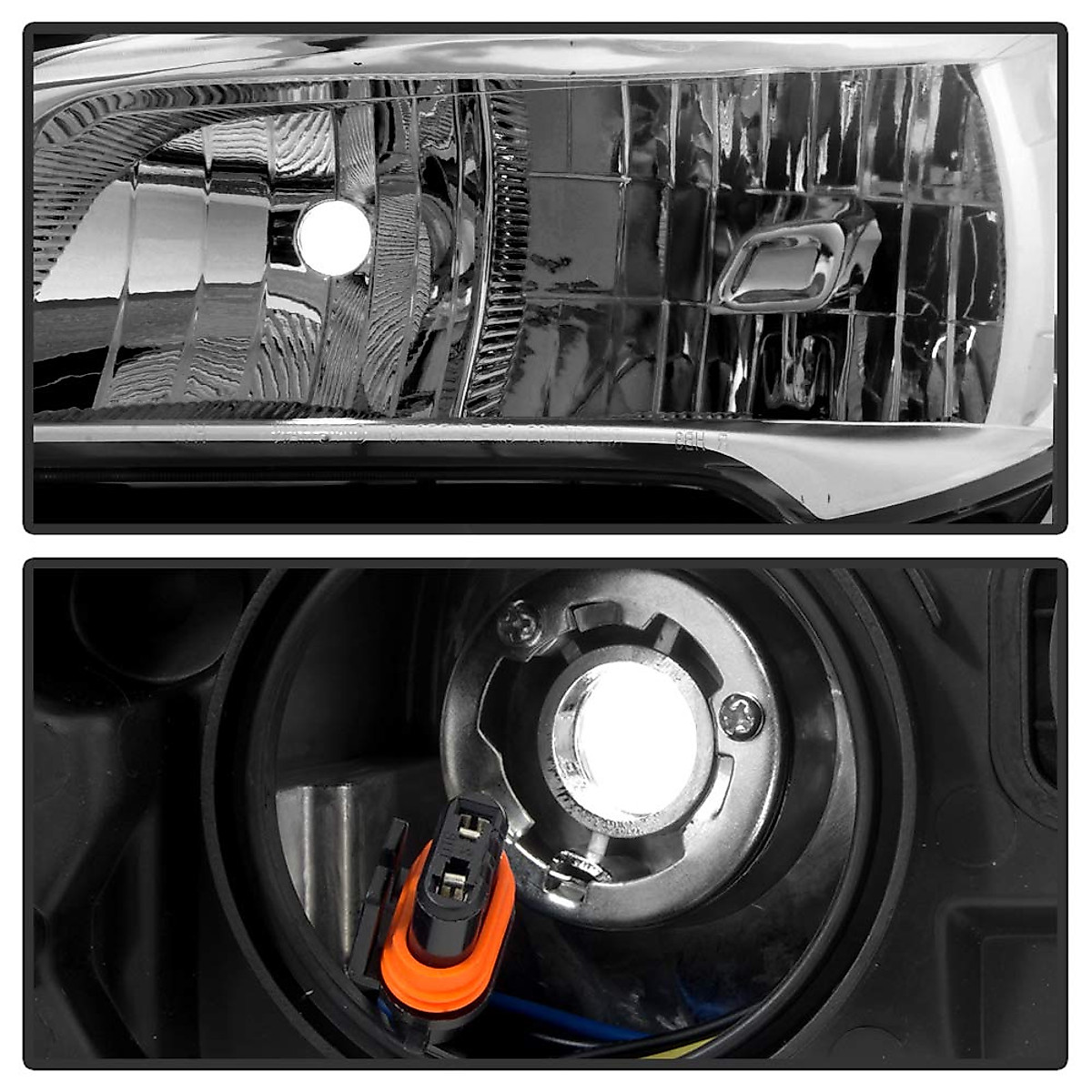 ACANII - For Halogen Model 2013-2016 Ford Escape Headlights Chrome Housing Headlamps Assembly Driver & Passenger Side