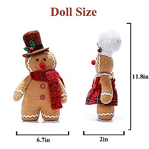 VISTABLUE Christmas Gingerbread Stuffed Animals, Soft Gingerbread Plush Toys Gingerbread Man Pillow Stuffed Gingerbread Man Plush Christmas Plush Toys, Christmas Party Home Decoration (Women's Style)