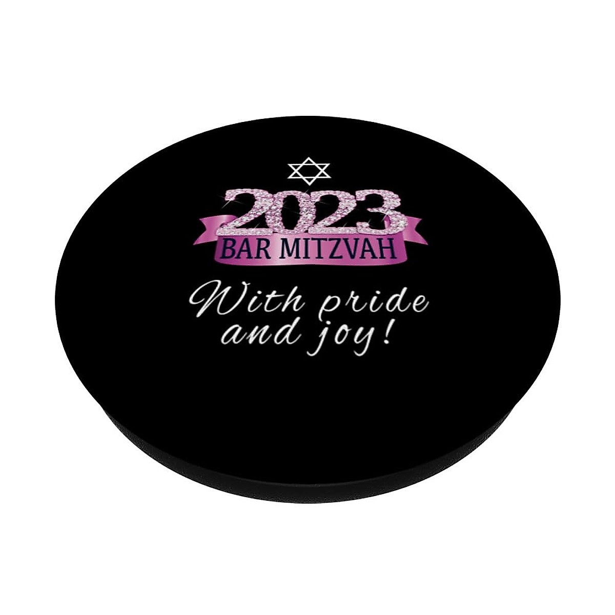 Bar Mitzvah 2023 I With Pride & Joy I Pink Banner Decor PopSockets Standard PopGrip
