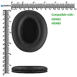 Geekria QuickFit Replacement Ear Pads for Sennheiser HD465, HD485 Headphones Ear Cushions, Headset Earpads, Ear Cups Cover Repair Part (Black)