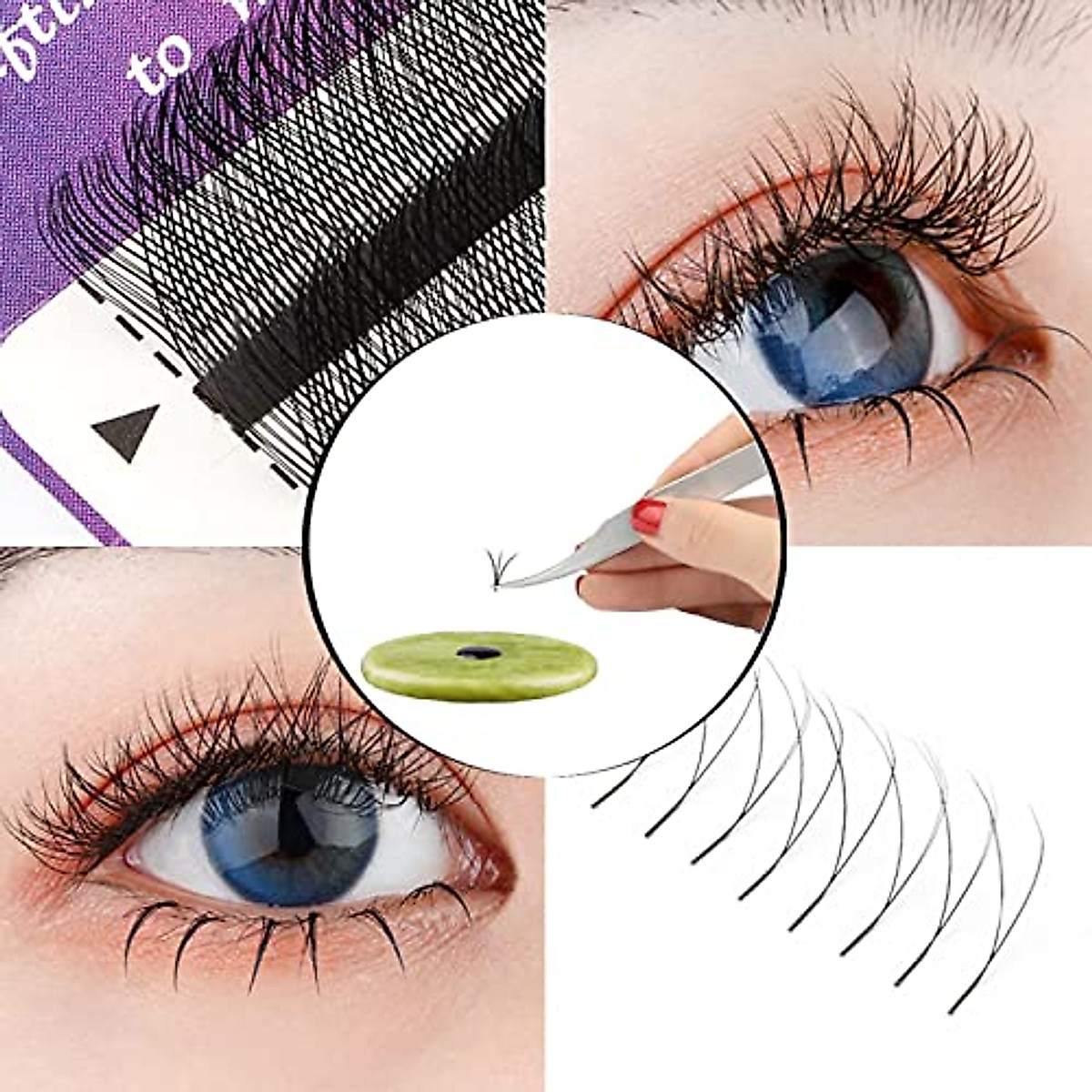 MIAO YUAN 10 PCS Jade Eyelash Glue Pad Eyelash Extension Glue Holder False Eyelash Adhesive Tray False Eyelash Holder Base (Green)